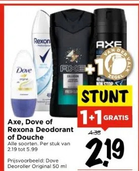 Axe, dove of rexona deodorant aanbieding bij Vomar Voordeelmarkt