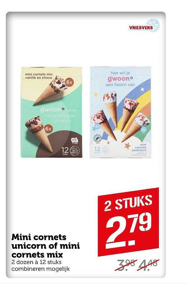 Mini cornets unicorn of mini cornets mix aanbieding bij Coop