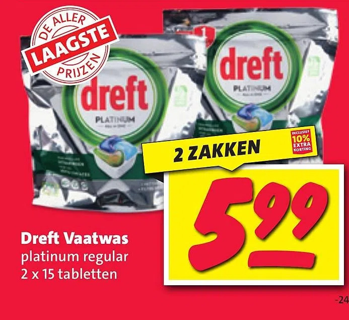 Dreft vaatwas platinum regular aanbieding bij Nettorama