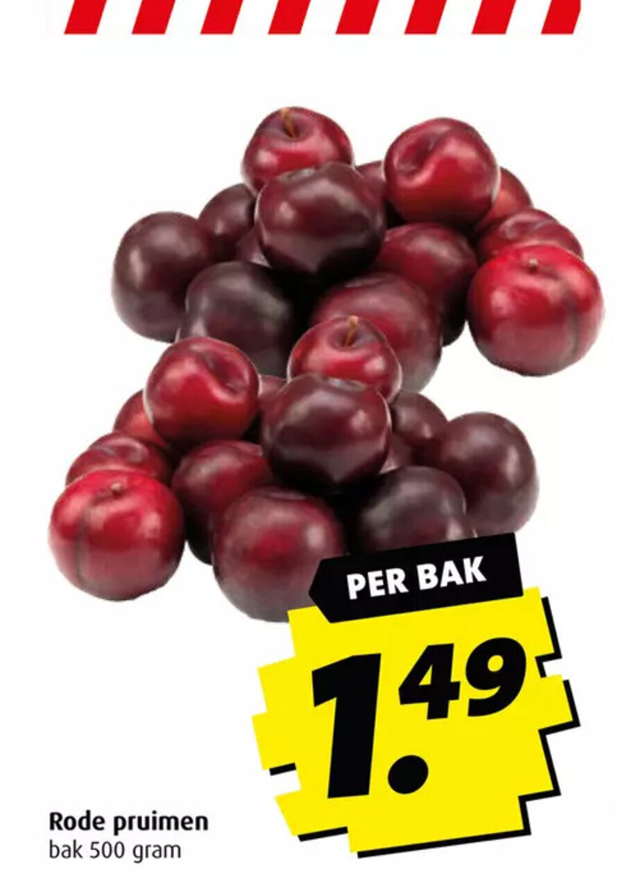 Rode pruimen bak 500 gram aanbieding bij Boni