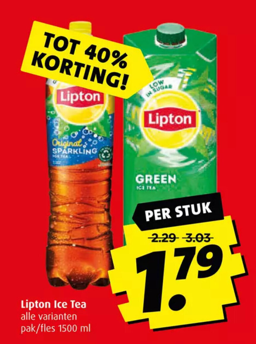Lipton Ice Tea pak/fles 1500 ml per stuk aanbieding bij Boni