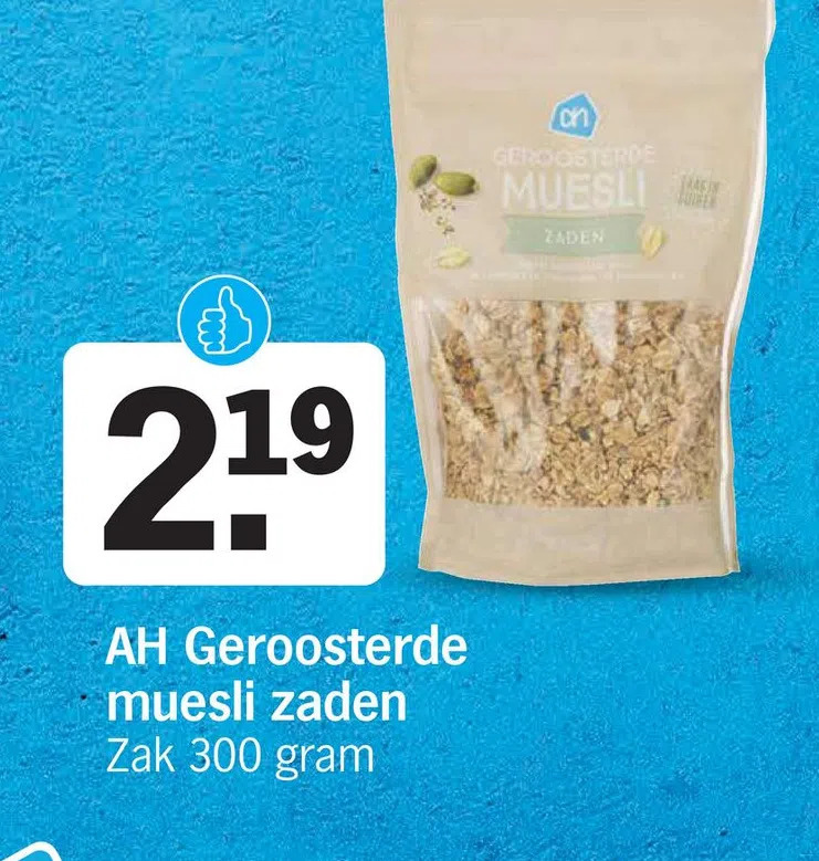Ah geroosterde muesli zaden aanbieding bij Albert Heijn
