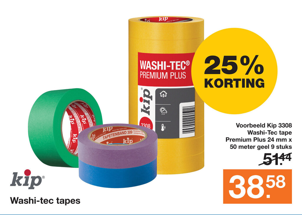 Kip Washi-tec tapes aanbieding bij BOUWMAAT