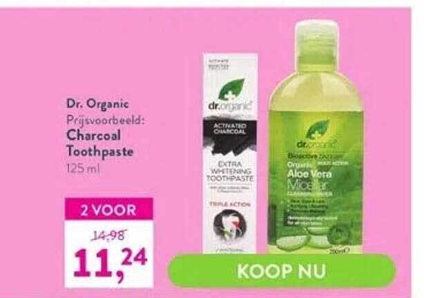 Dr. organic charcoal toothpaste aanbieding bij Holland & Barrett