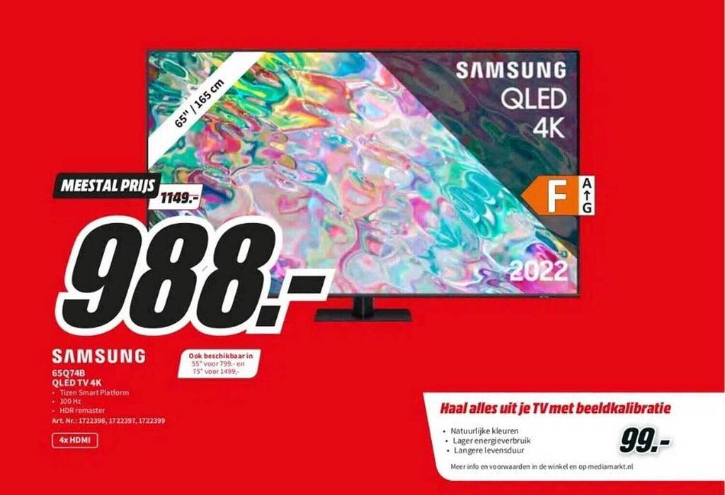 Samsung 65q74b qled tv 4k aanbieding bij MediaMarkt
