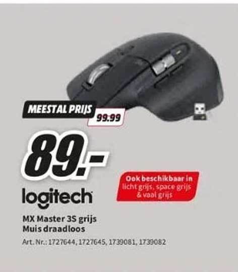 Logitech mx master 35 grijs muis draadloos aanbieding bij MediaMarkt
