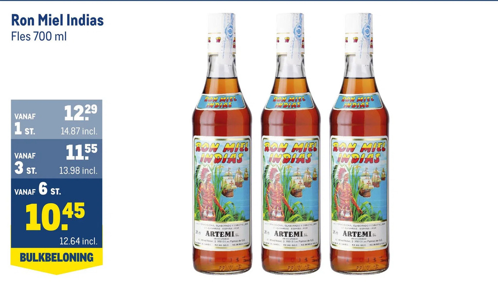 Ron miel indias aanbieding bij Makro