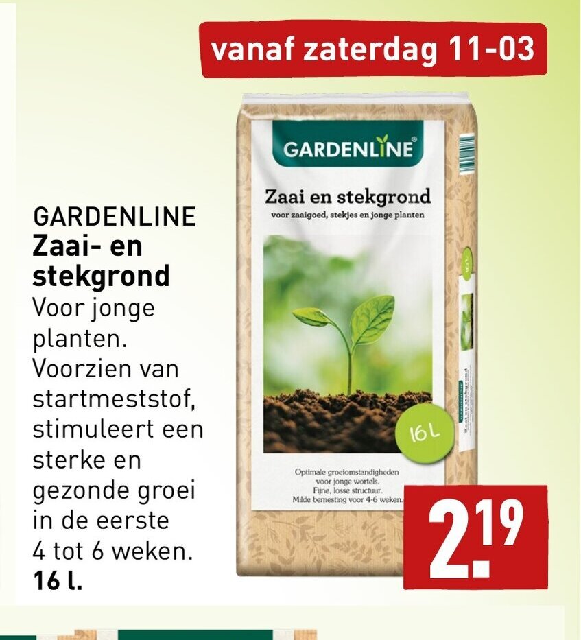 Gardenline Zaai-en stekgrond 16 L aanbieding bij ALDI