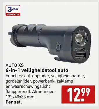 Auto XS 6-in-1 veiligheidstool auto 132 x 40 x 33 mm aanbieding bij ALDI