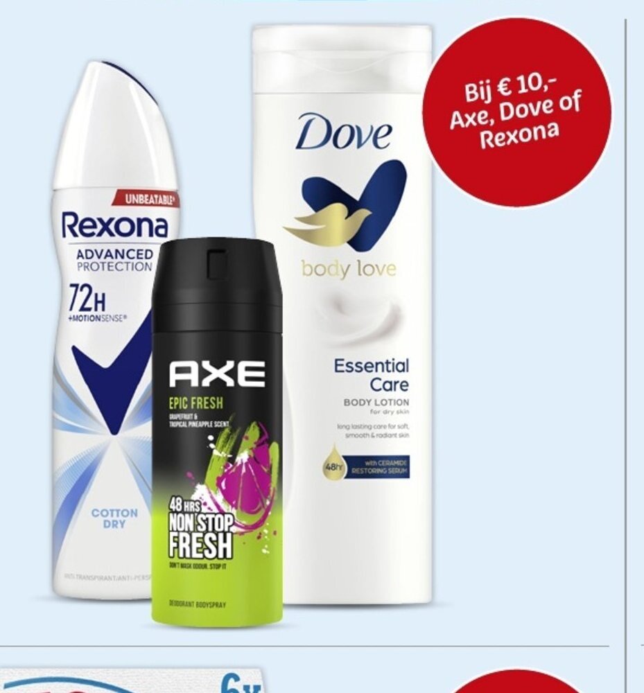 Axe, Dove of Rexona aanbieding bij Hoogvliet