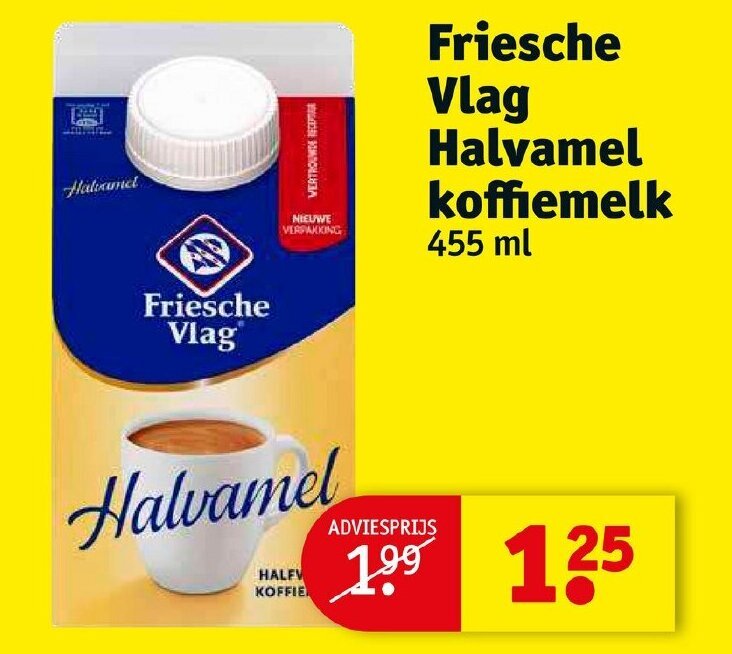 Friesche vlag halvamel koffiemelk 455ml aanbieding bij Kruidvat