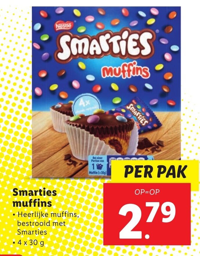 Smarties muffins 4 x 30g aanbieding bij Lidl