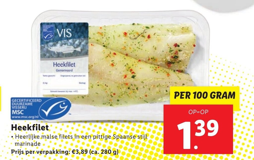 Heekfilet 100g aanbieding bij Lidl