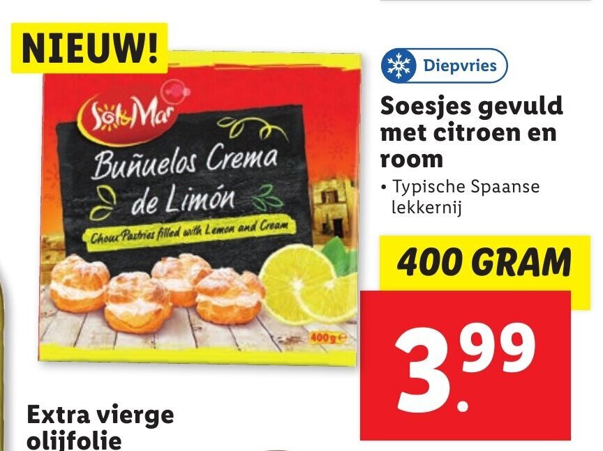 Soesjes gevuld met citroen en room 400g aanbieding bij Lidl