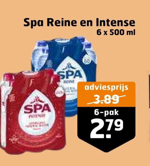 Spa Reine en Intense 6 x 500 ml aanbieding bij Trekpleister