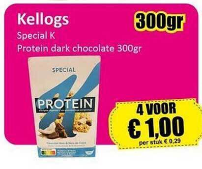 Kellogs special k protein dark chocolate 300gr aanbieding bij Datum ...
