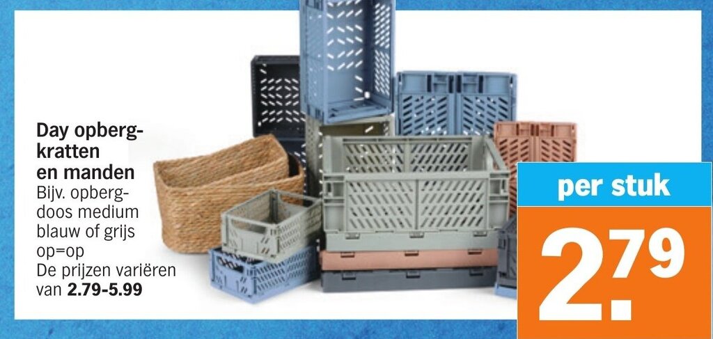 Day opberg-kratten en manden aanbieding bij Albert Heijn