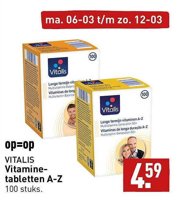 Vitalis vitaminetabletten a-z aanbieding bij ALDI