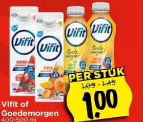 Vifit of goedemorgen 400-500 ml aanbieding bij Vomar