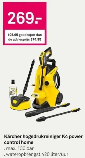 Kärcher hogedrukreiniger k4 power control home aanbieding bij Karwei