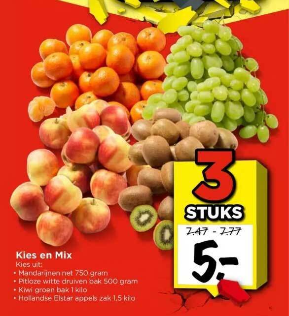 Kies en mix : mandarijnen, pitloze witte druiven, kiwi groen of ...