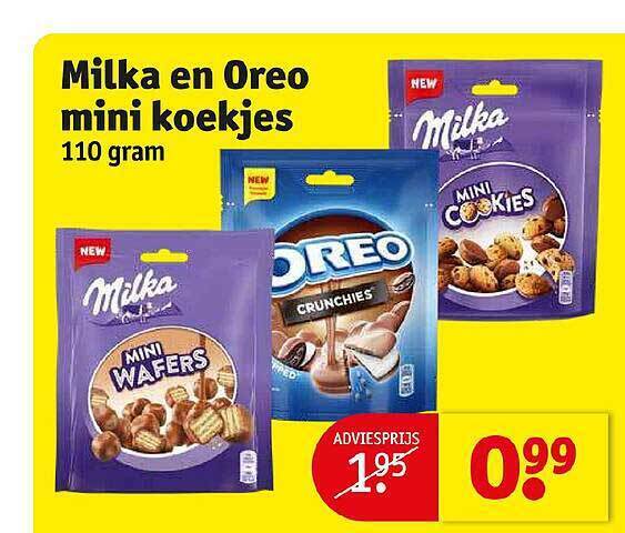 Milka en oreo mini koekjes aanbieding bij Kruidvat