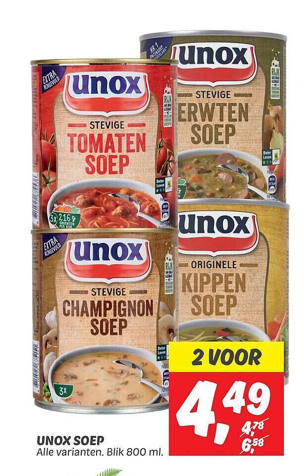Unox soep aanbieding bij Dekamarkt