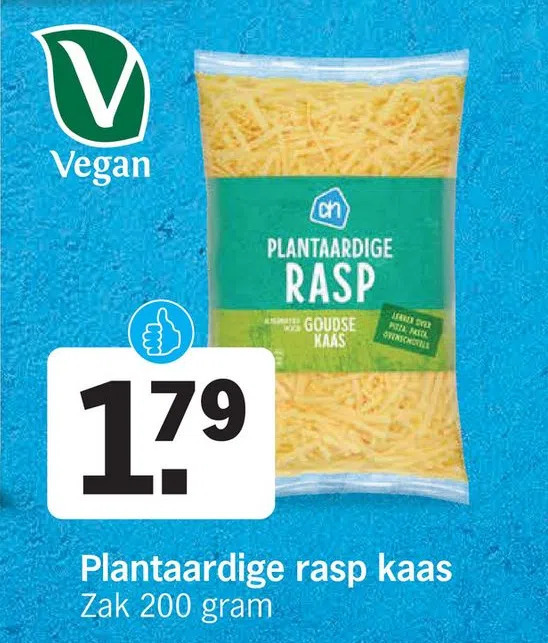 Plantaardige rasp kaas zak 200 gram aanbieding bij Albert Heijn
