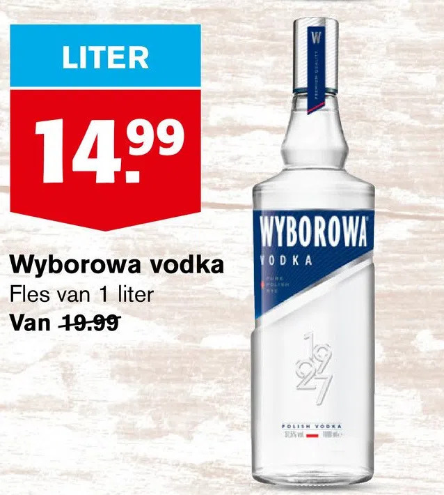 Wyborowa vodka aanbieding bij Hoogvliet