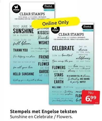 Stempels met engelse teksten aanbieding bij Boekenvoordeel