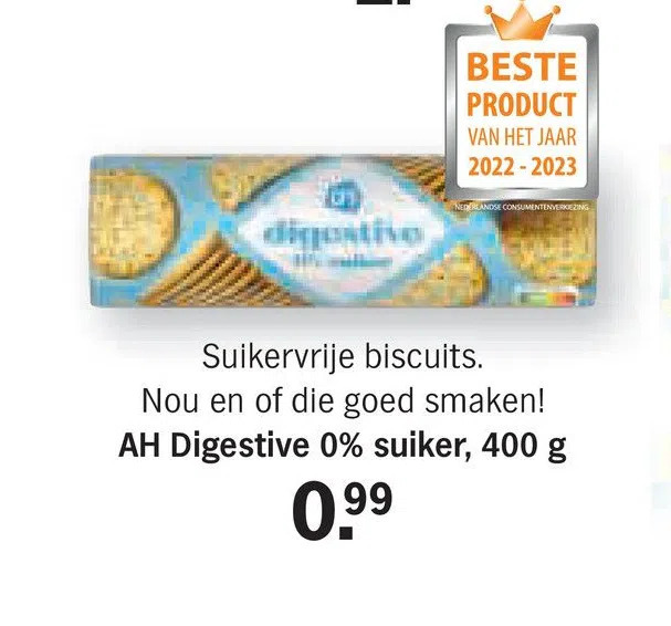 Ah digestive 0% suiker, 400 g aanbieding bij Albert Heijn