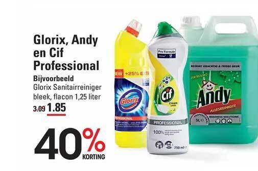Glorix, andy en cif professional aanbieding bij Sligro