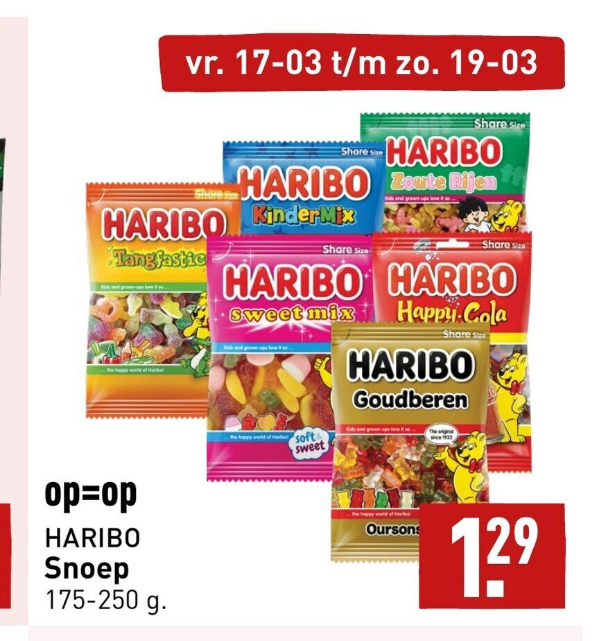 Haribo snoep 175-250 g aanbieding bij ALDI