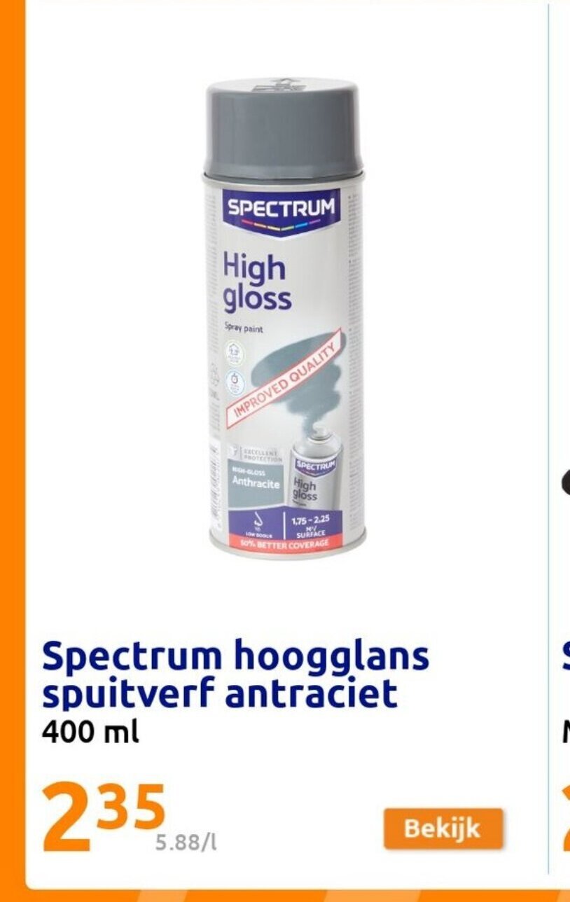 Spectrum hoogglans spuitverf antraciet 400 ml aanbieding bij Action