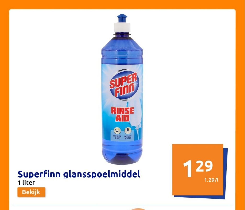 Superfinn glansspoelmiddel 1 liter aanbieding bij Action