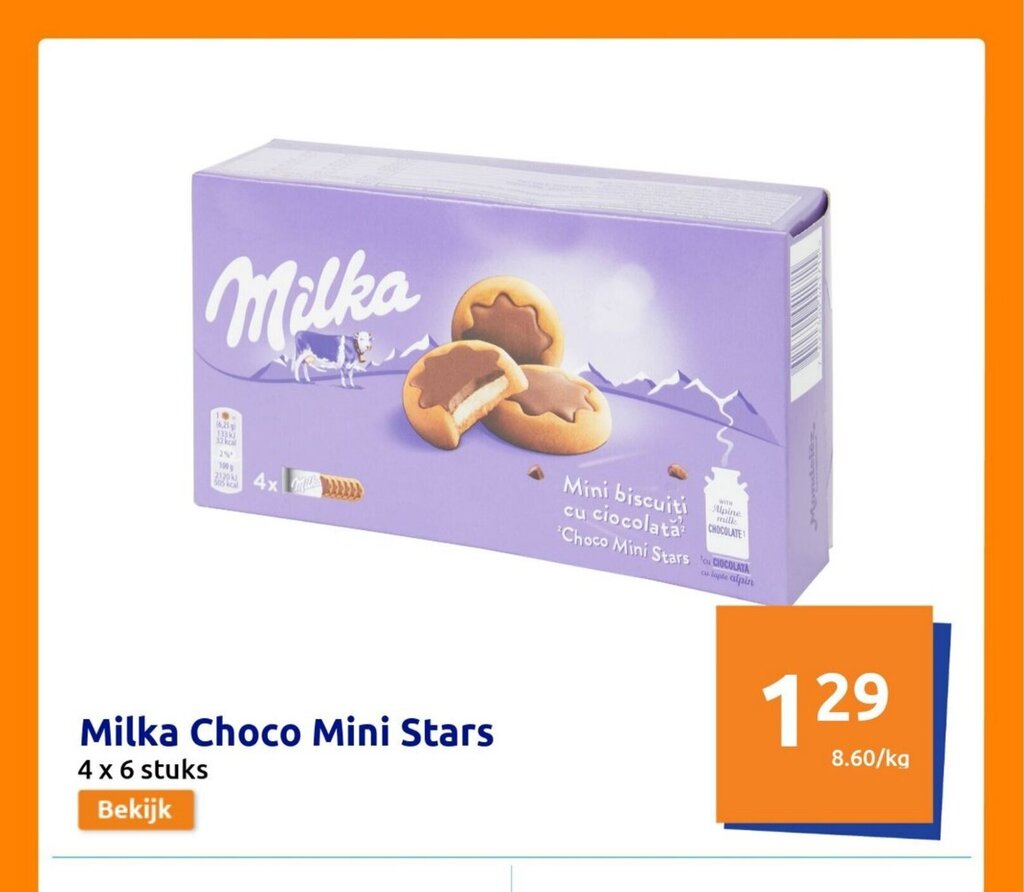 Milka Choco Mini Stars 4 x 6 stuks aanbieding bij Action