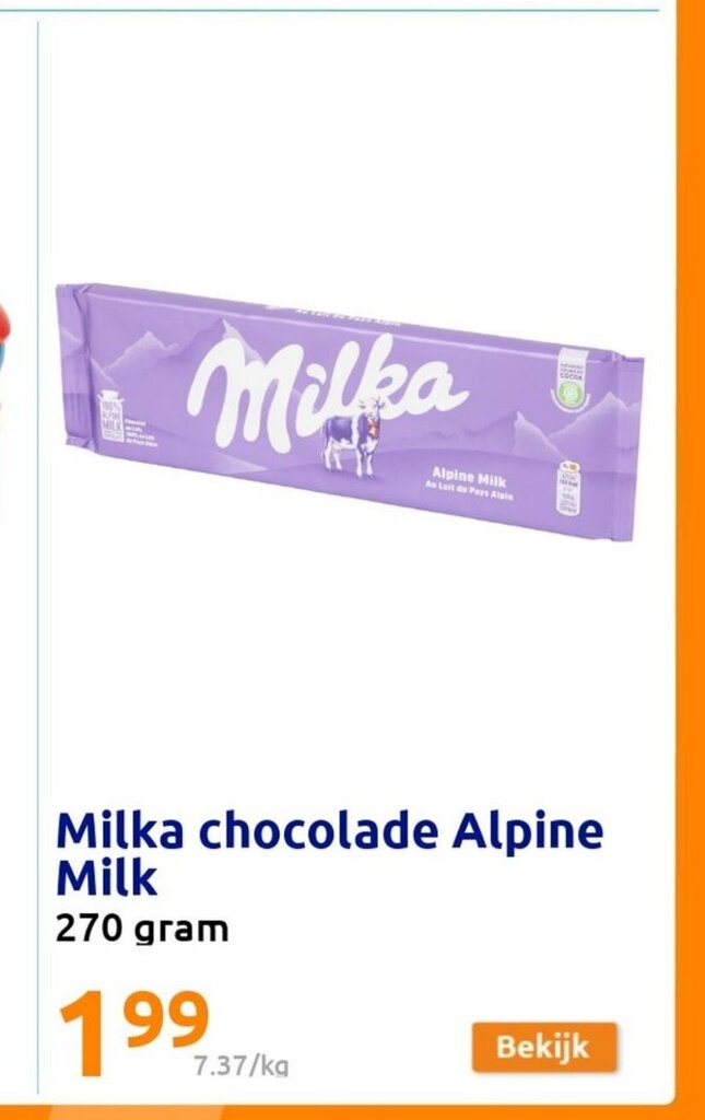 Milka chocolade Alpine Milk 270 gram aanbieding bij Action