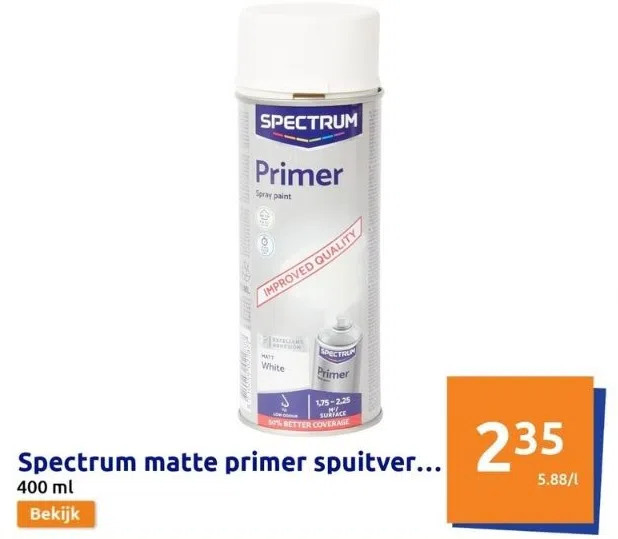 Spectrum matte primer spuitverf wit aanbieding bij Action