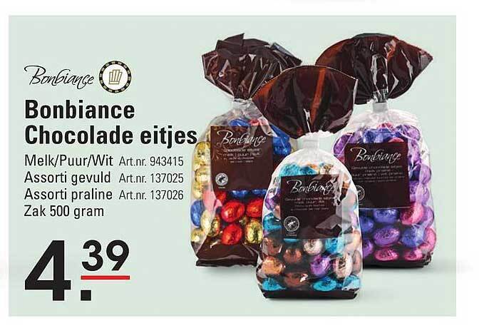 Bonbiance chocolade eitjes aanbieding bij De Kweker
