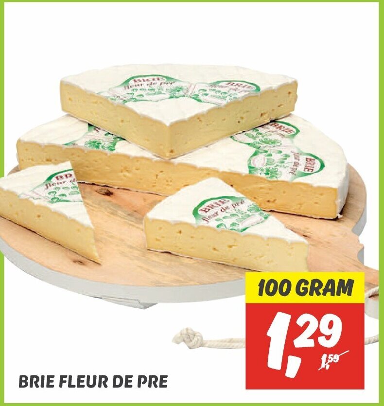 Brie fleur de pre 100g aanbieding bij Dekamarkt