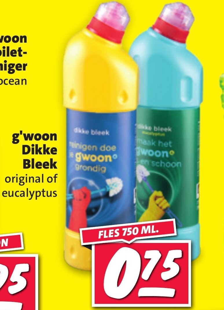 G'woon dikke bleek original of eucalyptus 750ml aanbieding bij Nettorama