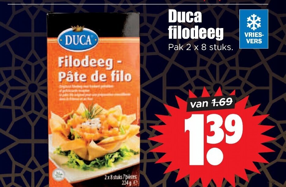 Duca filodeeg pak 2 x 8 stuks aanbieding bij Dirk