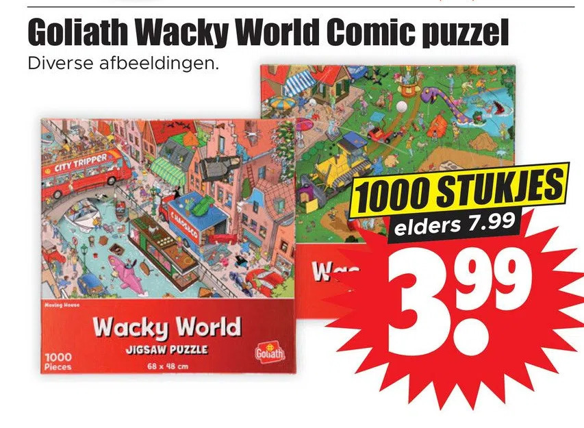Goliath wacky world comic puzzel aanbieding bij Dirk