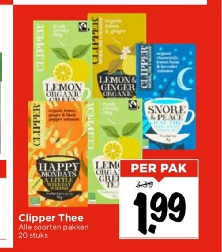 Clipper thee 20 stuks aanbieding bij Vomar Voordeelmarkt