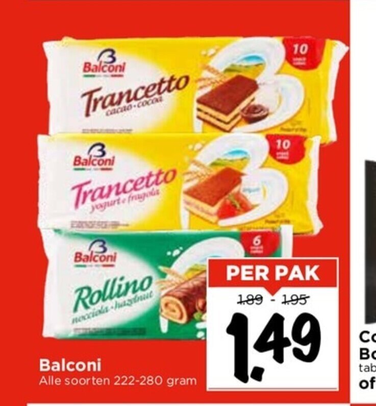 Balconi 222-280 gram aanbieding bij Vomar