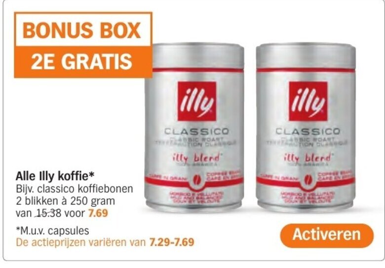 Alle illy koffie 250g aanbieding bij Albert Heijn