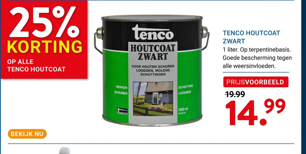 Tenco houtcoat zwart aanbieding bij Kluswijs