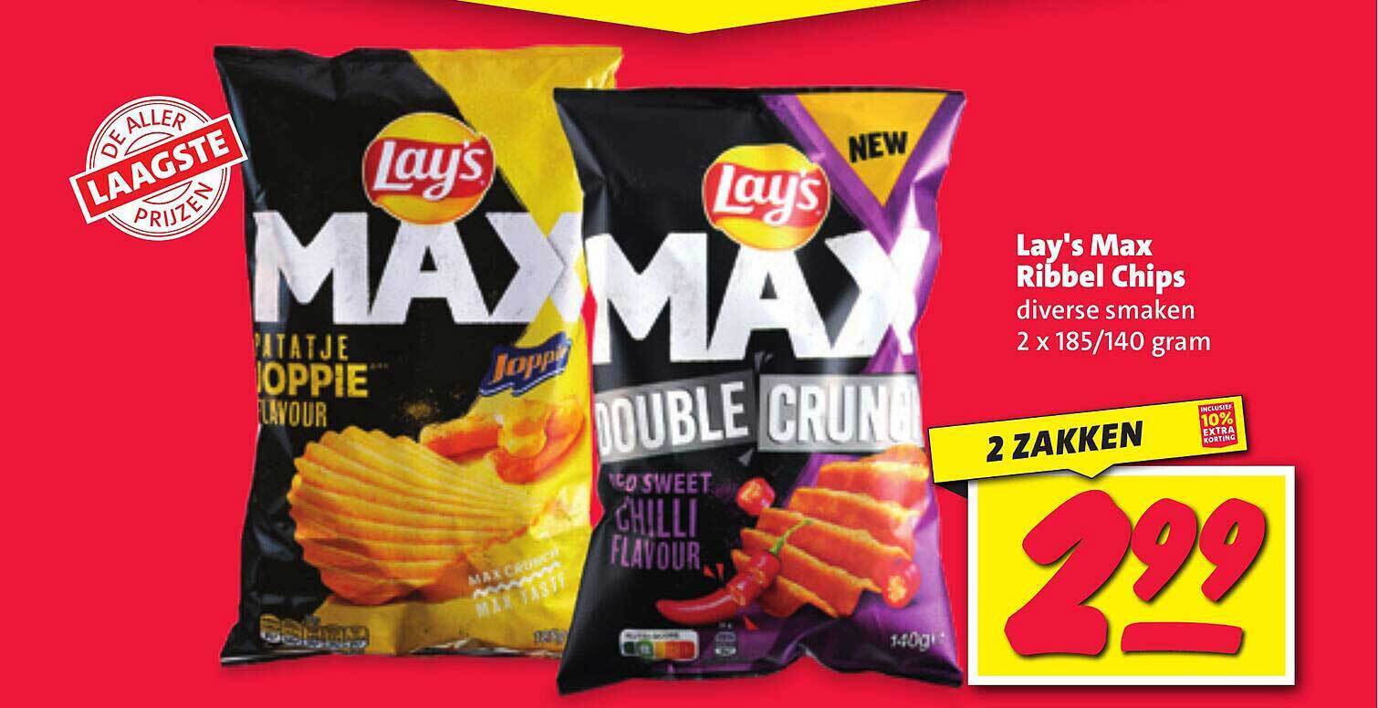Lay's max ribbel chips aanbieding bij Nettorama