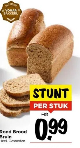 Rond brood bruin heel. aanbieding bij Vomar