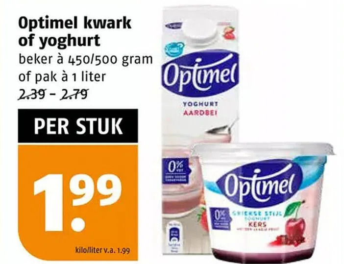 Optimel kwark of yoghurt aanbieding bij Poiesz